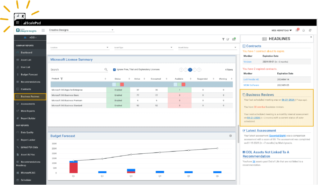 One and Done vCIO Reporting | Lifecycle Insights | ScalePad